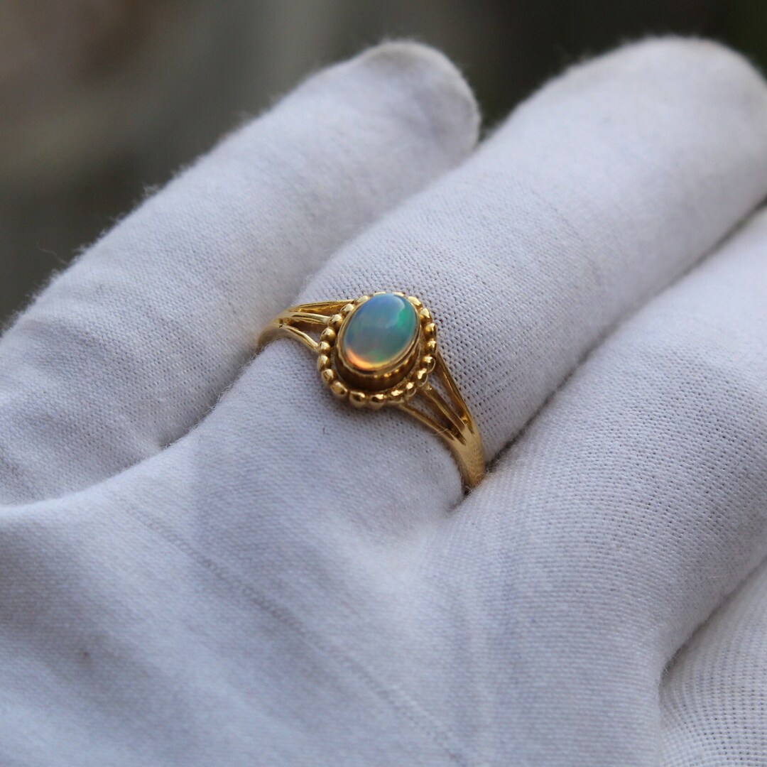 Genuine Opal Ring, Golden Plated Material & Rose Gold Plated, Handmade ...