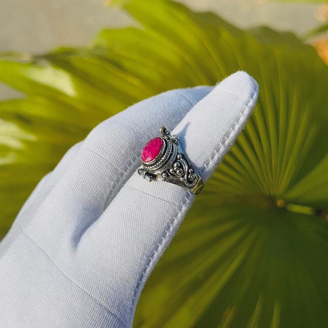 Handmade Ruby Locket Ring, Oval Gemstone, 925 Sterling Silver - Etsy