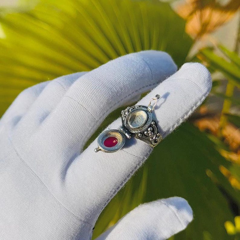 Handmade Ruby Locket Ring, Oval Gemstone, 925 Sterling Silver - Etsy