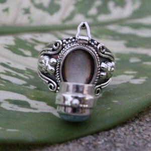 Mother Day Gift, Natural Larimar Ring, 925 Sterling Silver Plated Handmade Ring, Openable Poison ...