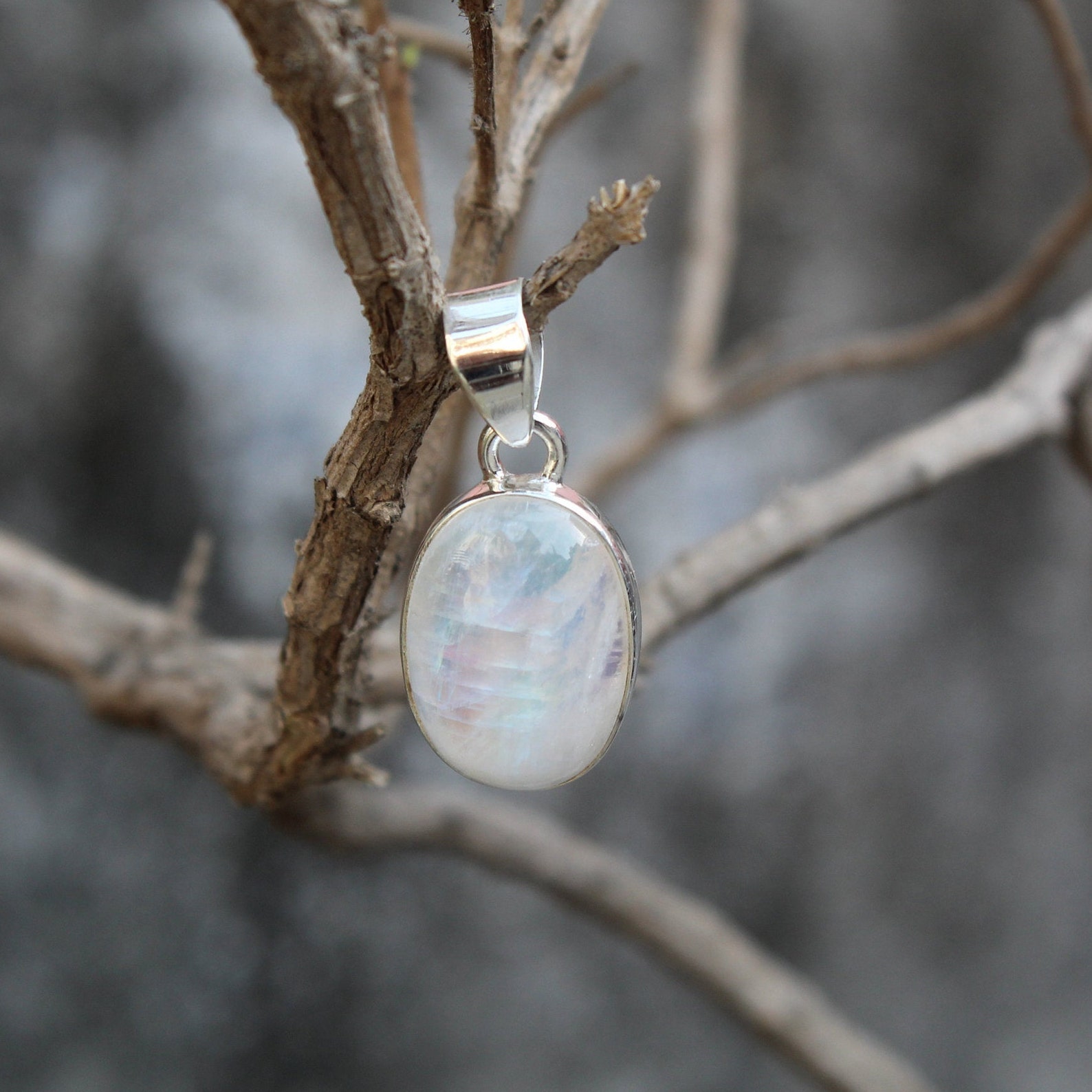 Genuine Moonstone Necklace Last Minute Gifts Rainbow | Etsy