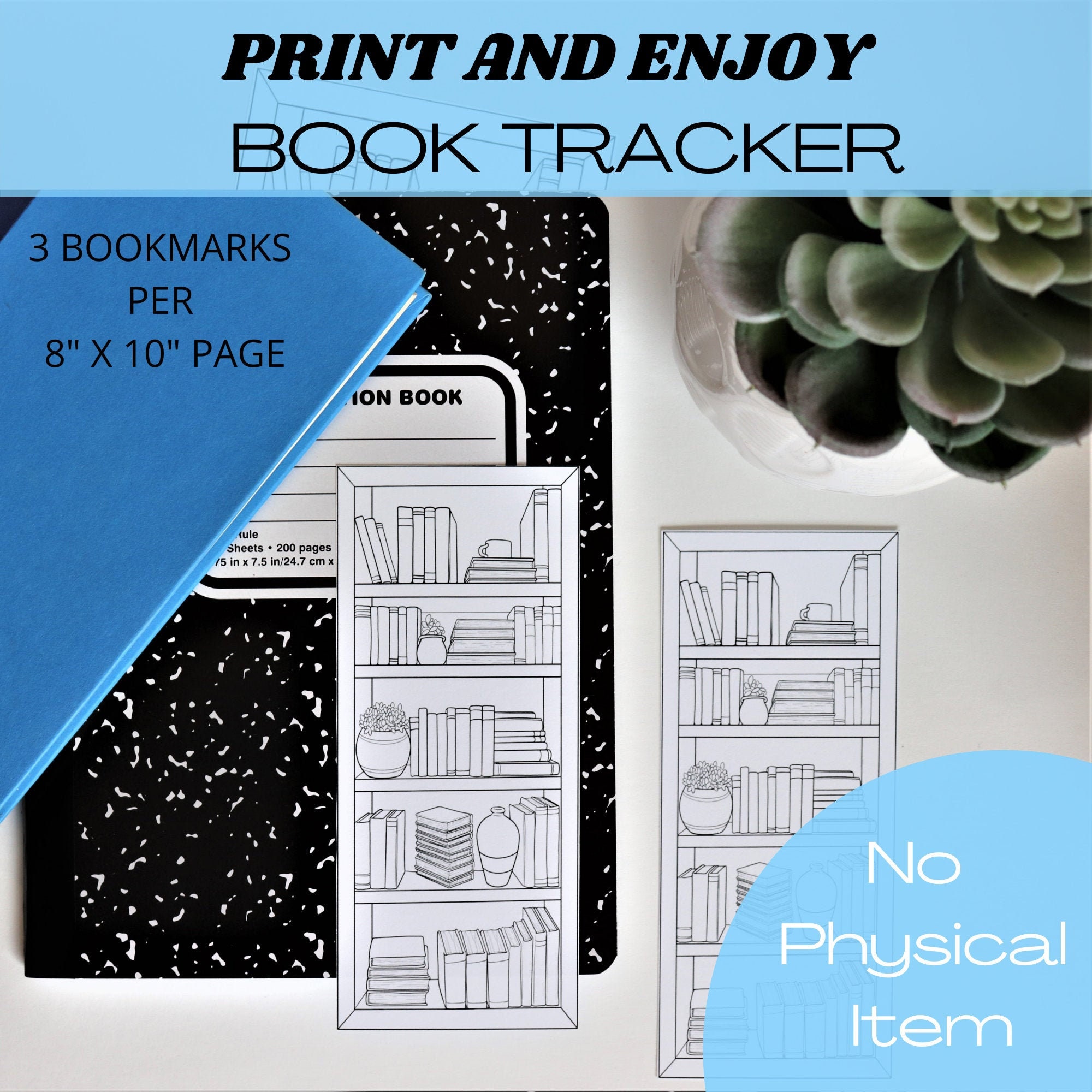 BOOK TRACKER BOOKMARK, Digital Download Bookmark, Printable Bookmark ...