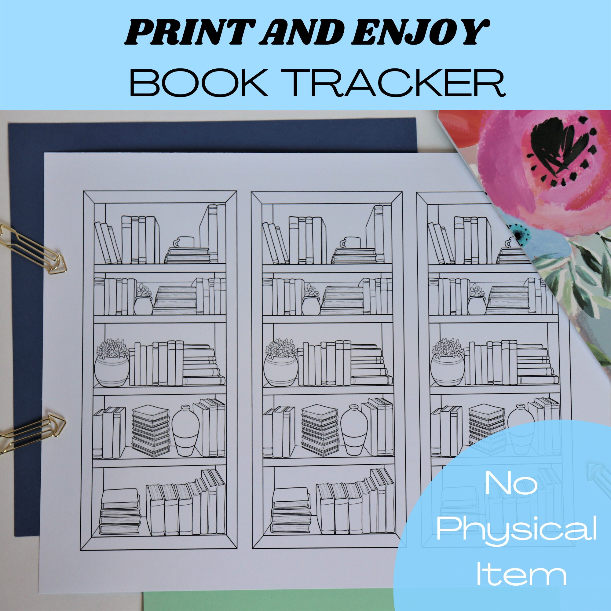 BOOK TRACKER BOOKMARK, Digital Download Bookmark, Printable Bookmark ...