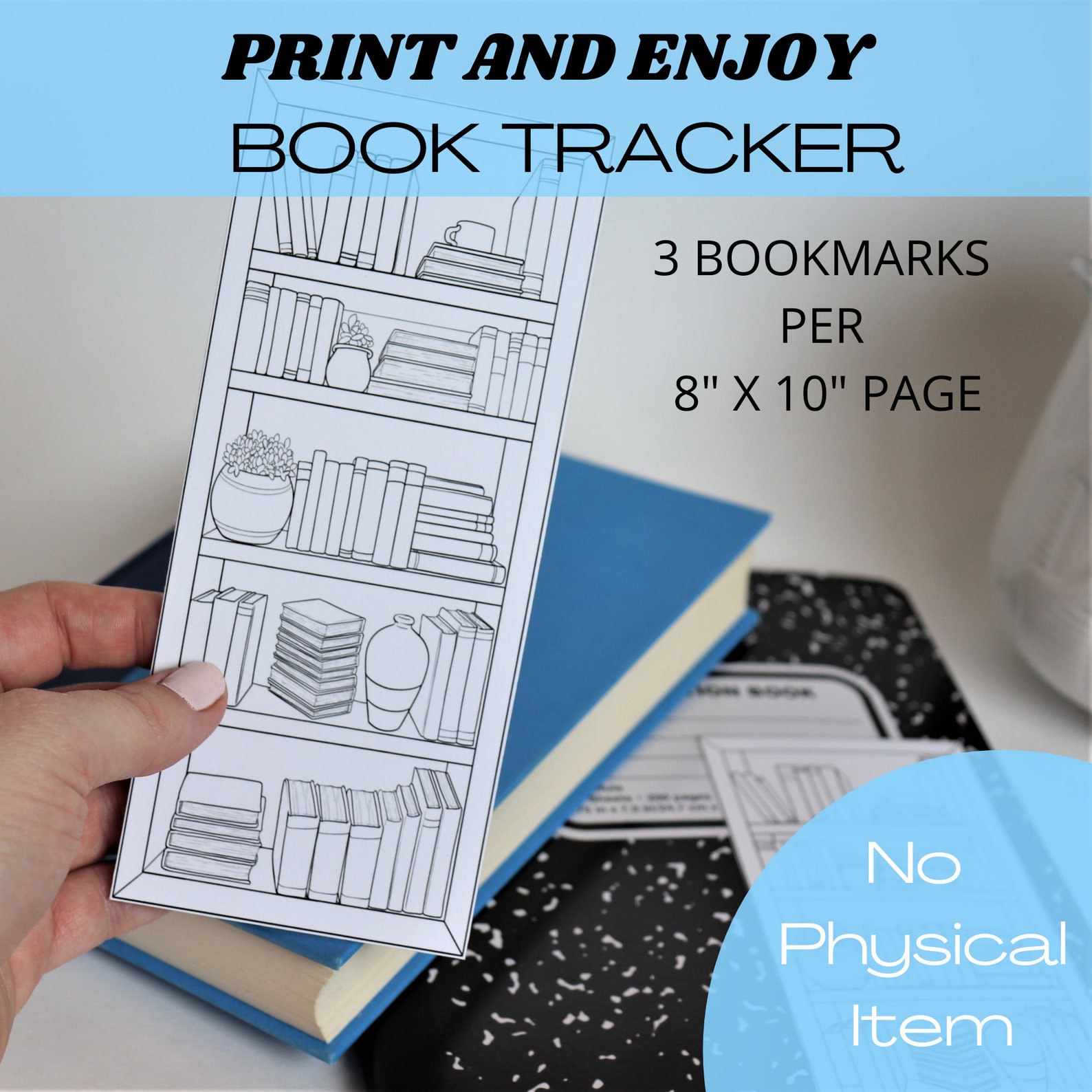 BOOK TRACKER BOOKMARK, Digital Download Bookmark, Printable Bookmark ...