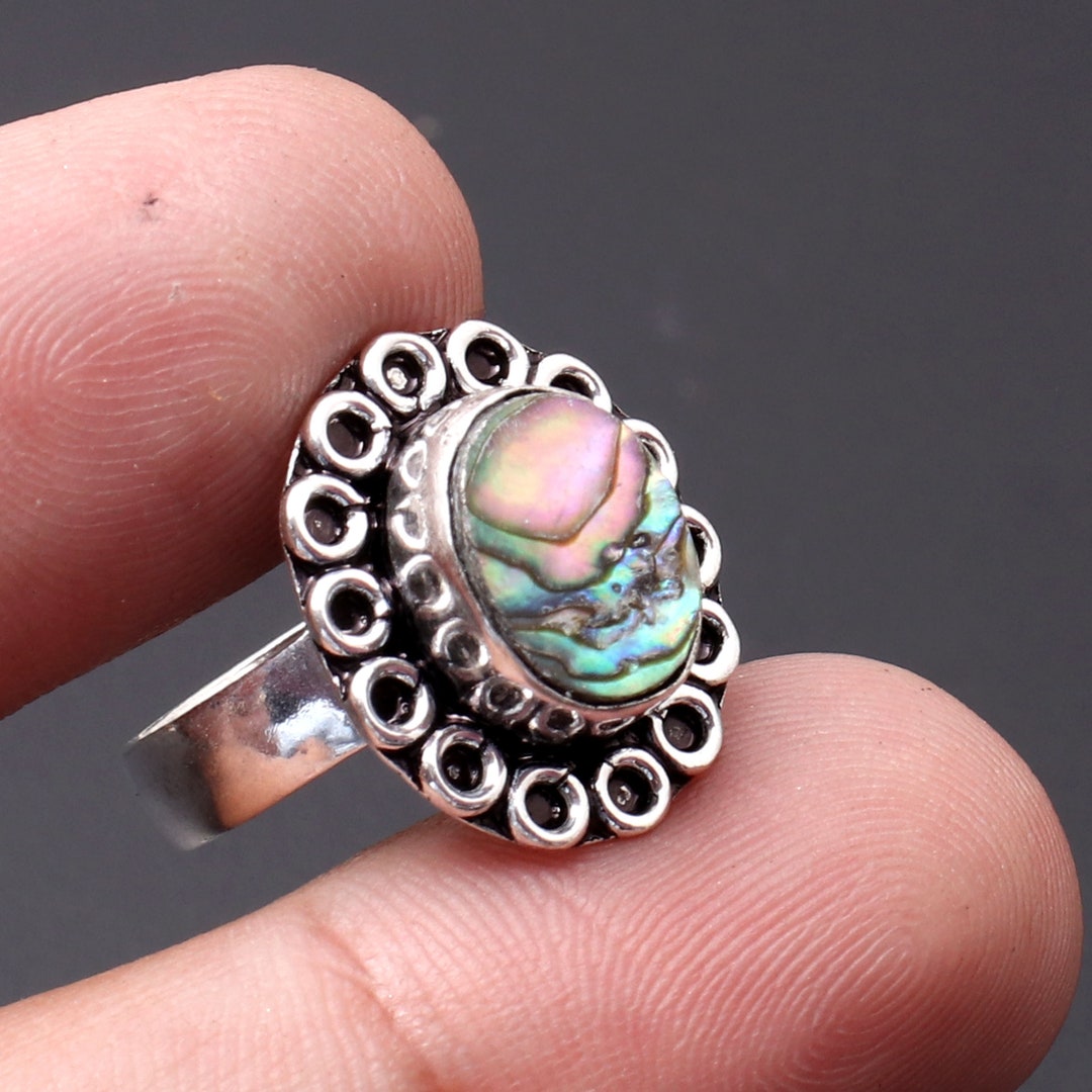 Abalone Shell Ring 925 Sterling Silver Ring, Abalone Shell Gemstone ...