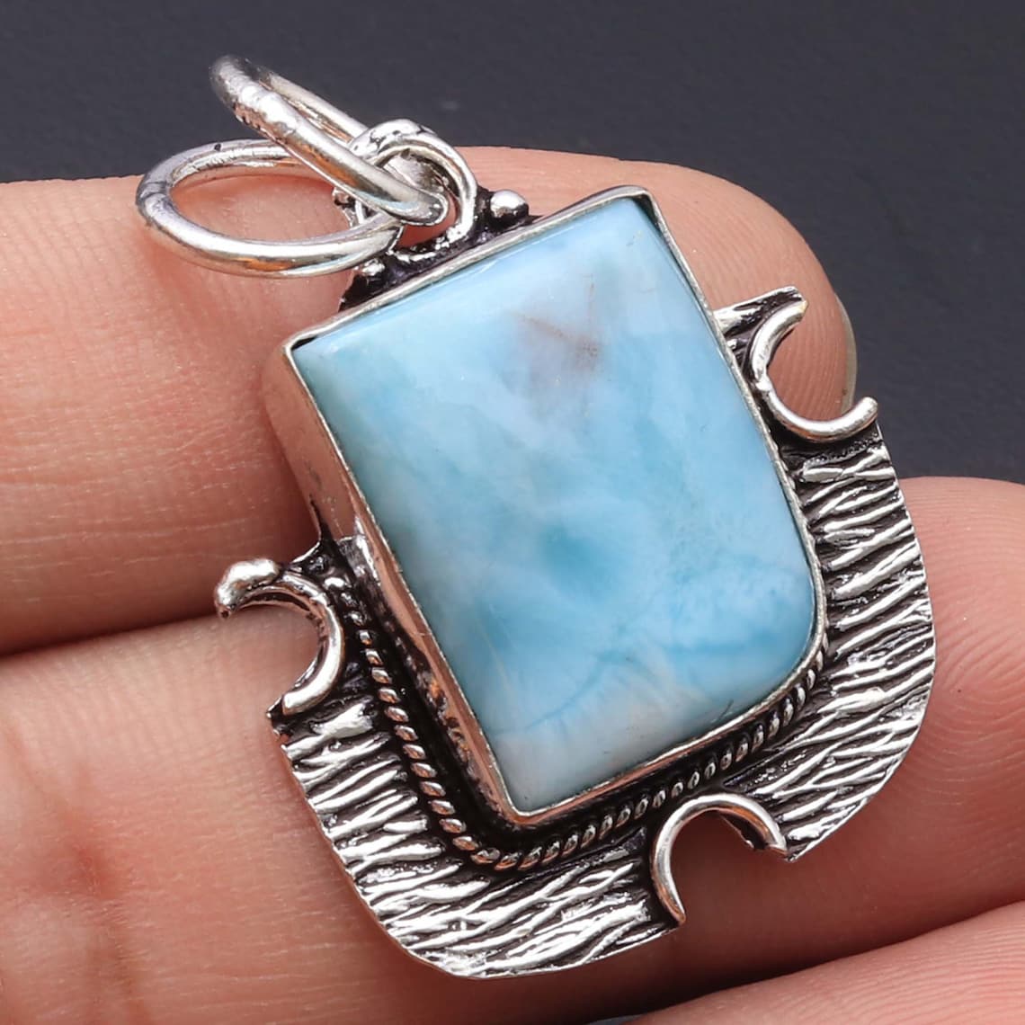 RARE Natural Larimar Gemstone Pendant Handmade 925 Sterling | Etsy