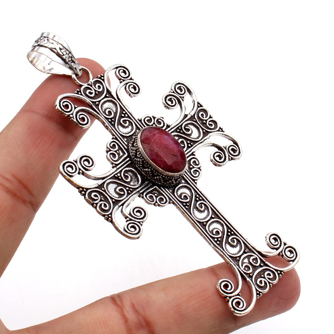 Ruby Pendant 925 Sterling Silver Pendant, Ruby Gemstone Jewelry ...
