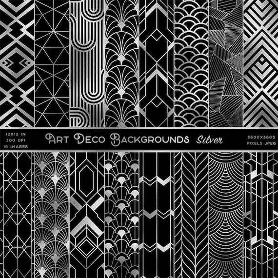 Art Deco Silver and Black Backgrounds 16 Backgrounds High - Etsy