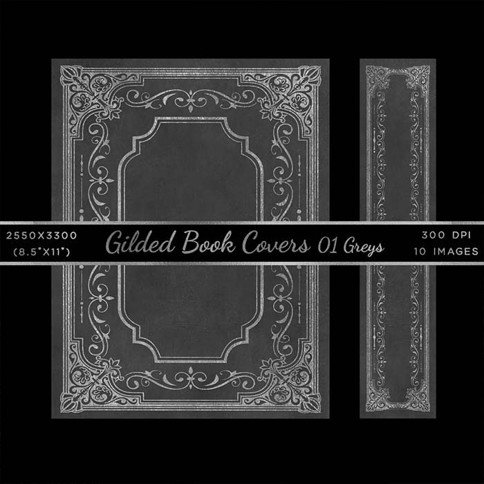 Gilded Book Covers Greys With Spine Vol 1 - 20 High Resolution Images ...