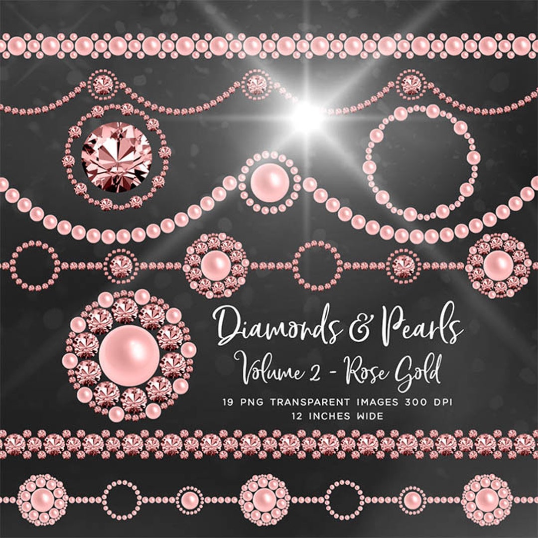 Luxury Diamonds & Pearls Volume2 Rose Gold Clip Art Gemstone - 19 PNG ...