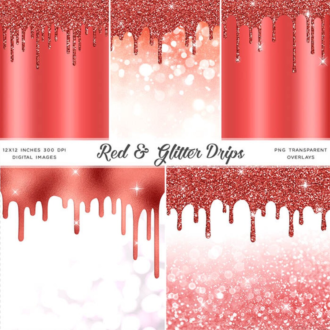 Red and Glitter Drips - Backgrounds & PNG Transparent Images High ...