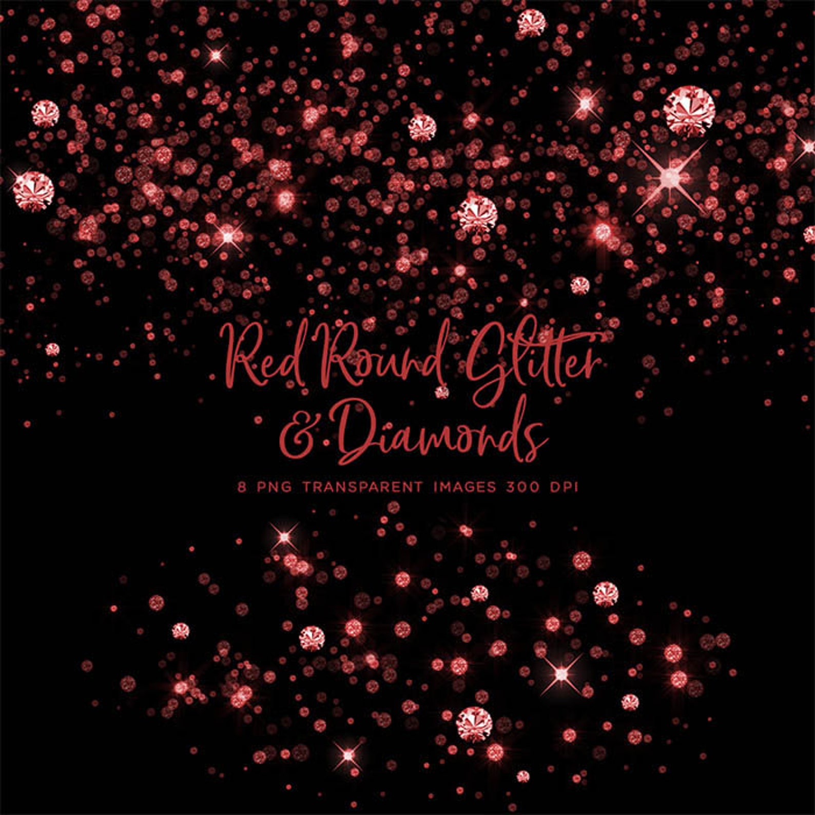 Red Round Glitter Dust & Diamonds 01 Sparkly 8 PNG - Etsy