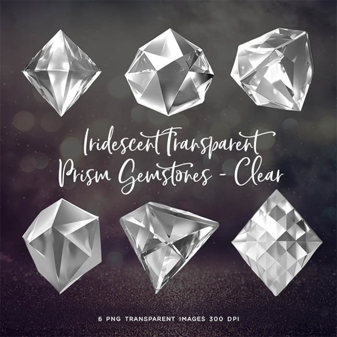 Transparent Prism Gemstones CLEAR WHITE Diamonds Clip Art Sparkly Bling ...