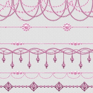 Luxury Diamonds & Pearls Borders Pink Clip Art Gemstone - 25 PNG ...