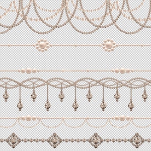 Luxury Diamonds & Pearls Borders Creme Clip Art Gemstone - 25 PNG ...