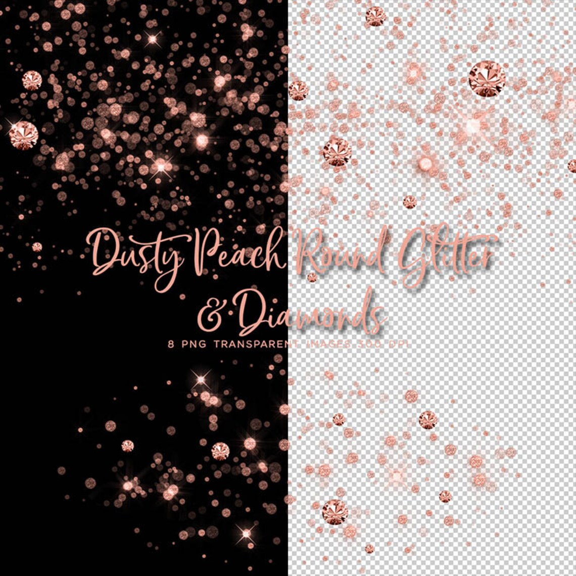 Dusty Peach Round Glitter Dust & Diamonds 01 - Sparkly 8 PNG ...