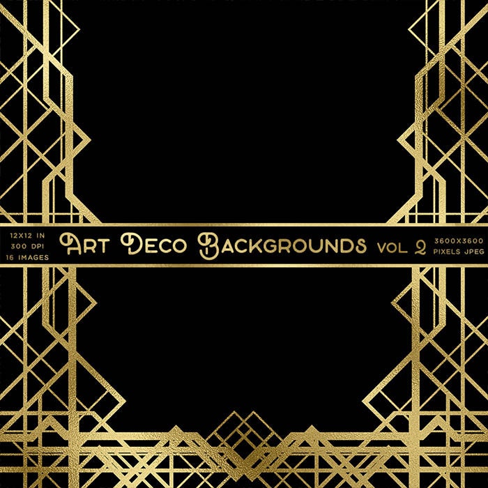 Art Deco Gold and Black Backgrounds Volume 2 - 16 Backgrounds Jpgs High ...