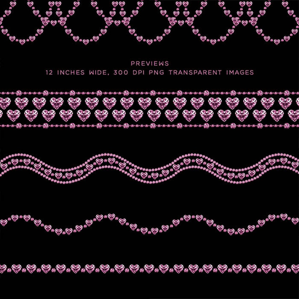 Diamonds Heart Borders (pink Diamond) Clip Art Gemstone - 10 PNG ...