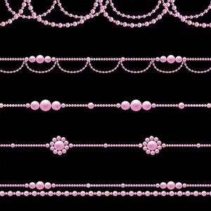 Luxury Diamonds & Pearls Borders Pink Clip Art Gemstone - 25 PNG ...
