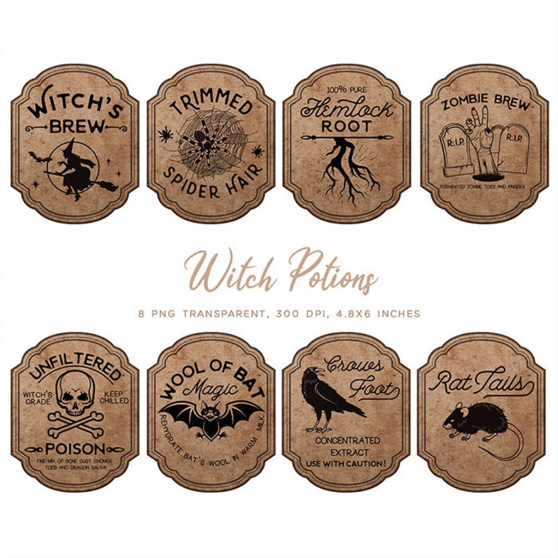 Witch Apothecary Labels Magic Potion Ingredient Labels - Etsy