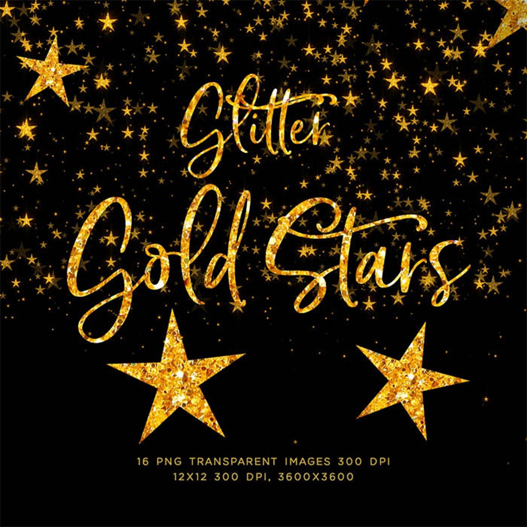 Glitter Gold Stars Confetti & Compositions 16 PNG Transparent Overlays ...