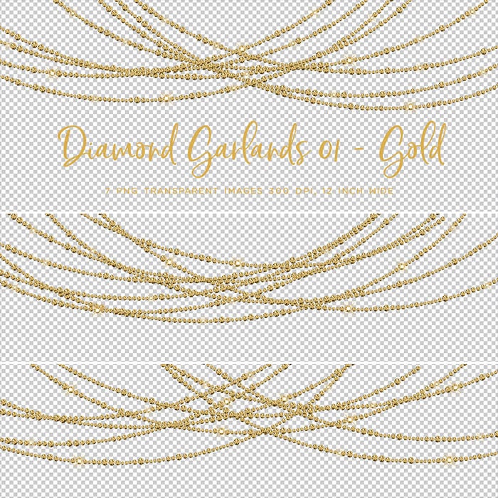 Diamond Garlands Gold Clip Art Diamonds Hanging Gemstone 7 - Etsy