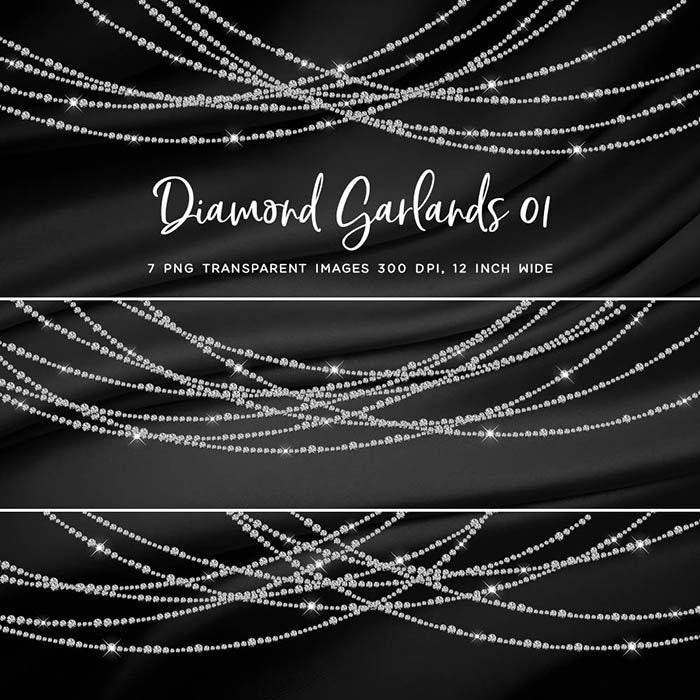 Diamond Garlands Like Lights Clip Art Diamonds Hanging | Etsy