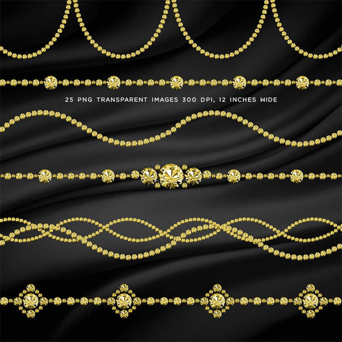 Luxury Diamonds & Pearls Borders Gold Clip Art Gemstone 25 - Etsy