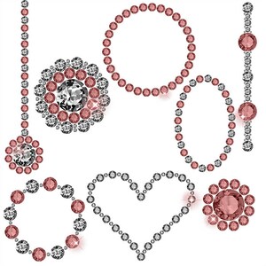Luxury White & Rose Gold Diamonds Clip Art Sparkly Bling Gemstone 19 ...