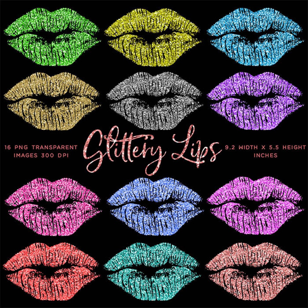 Glittery Lips Sparkly Glitter - 16 Different Colors PNG Transparent ...