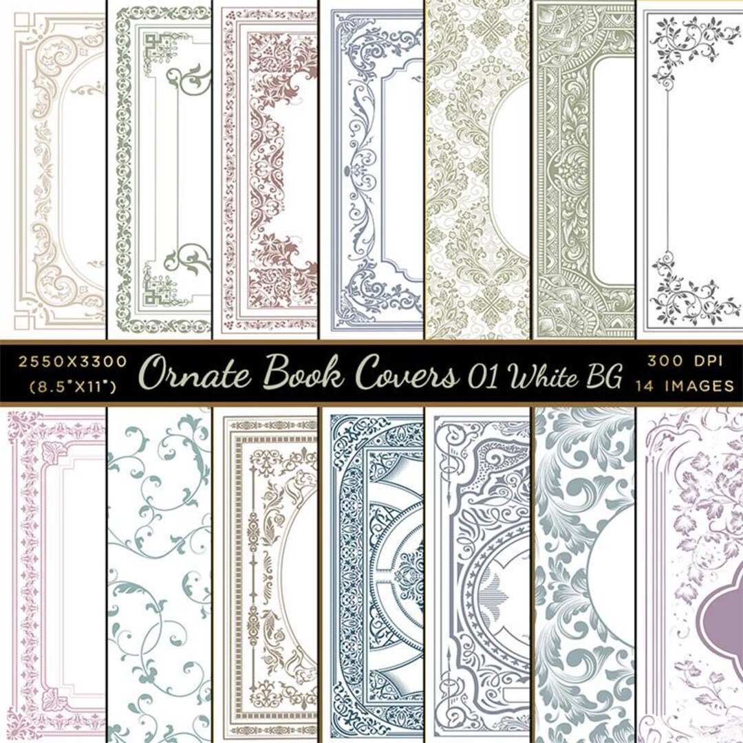 Ornate Book Covers With Designs With Spine Vol 1 Variation White ...