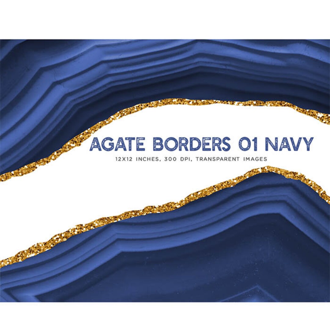 Agate Borders 01 Navy and Gold Glitter Background Textures - 4 PNG ...