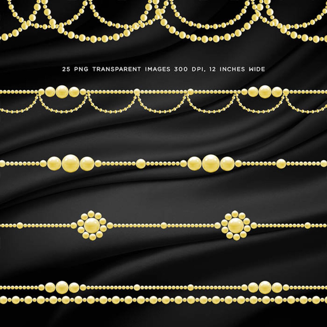 Luxury Diamonds & Pearls Borders Gold Clip Art Gemstone 25 - Etsy