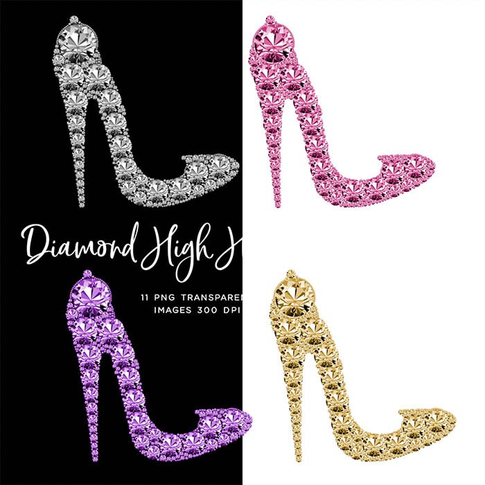 Diamond High Heel Shoe design 01 11 PNG Transparent Images | Etsy