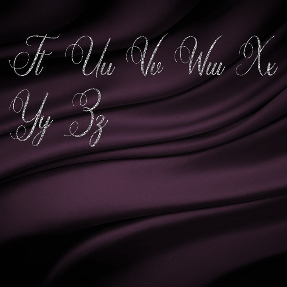 Letters Alphabet Script Silver Glitter 01 These Are Clip Art - Etsy