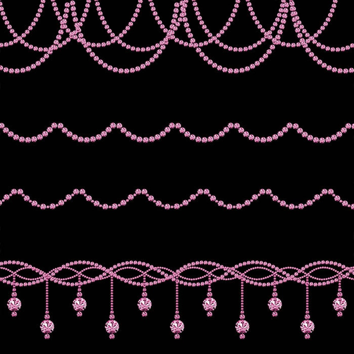 Luxury Diamonds & Pearls Borders Pink Clip Art Gemstone - 25 PNG ...