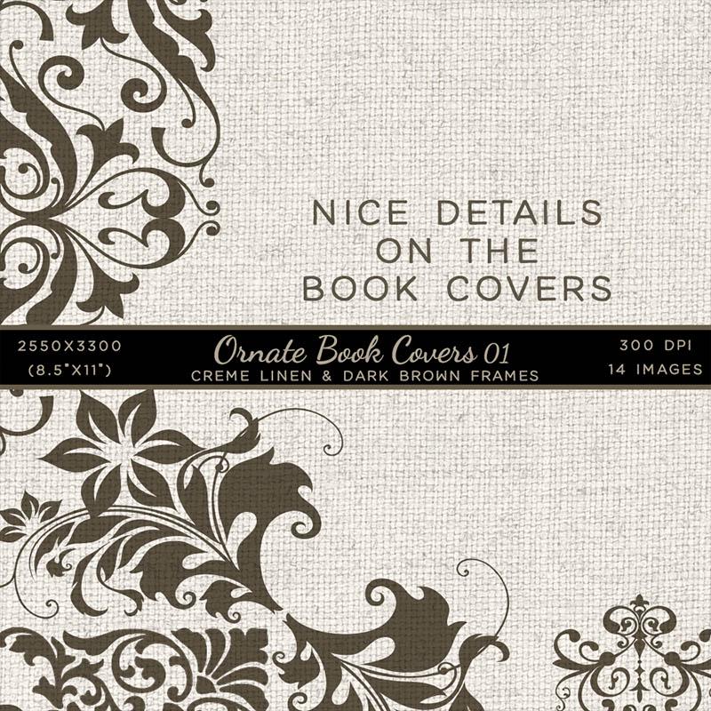 Ornate Book Covers With Spine Vol 1 Creme Linen & Dark Brown Frames ...