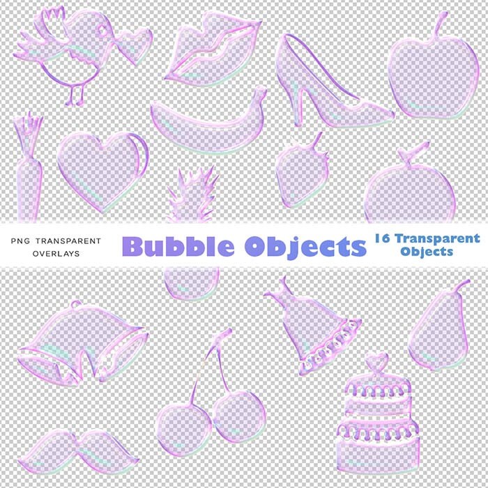 Bubble Objects 01 16 Transparent Objects with Bubble Effects | Etsy