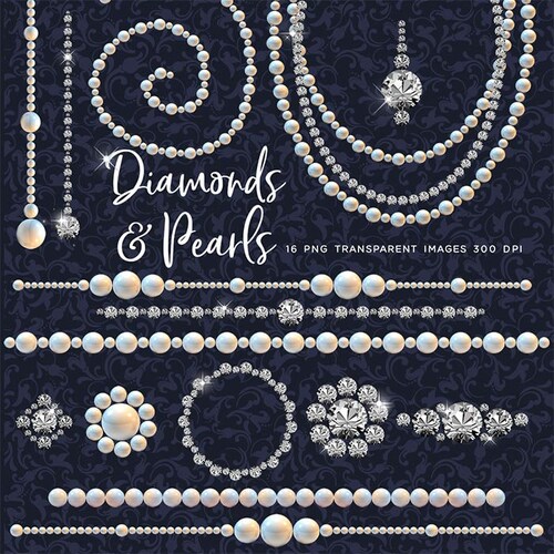 Luxury Diamonds & Pearls Borders Gold Clip Art Gemstone 25 - Etsy