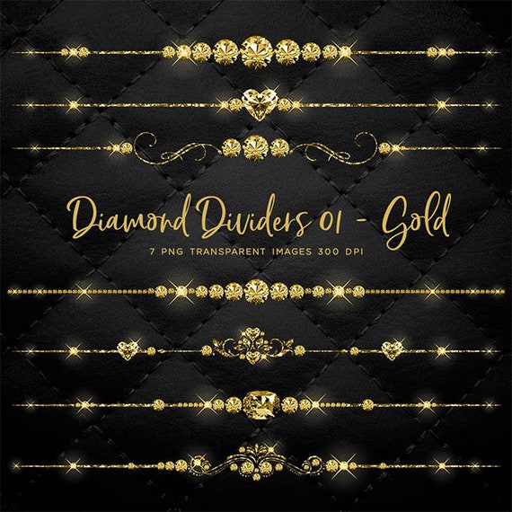 Gold Diamond Dividers Clip Art Gemstone 7 PNG Transparent - Etsy