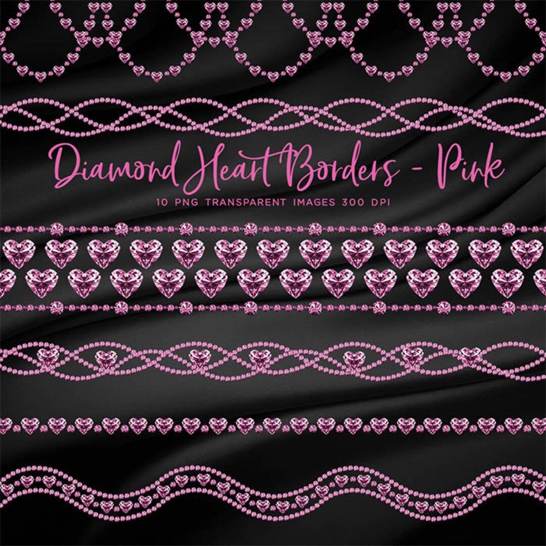 Diamonds Heart Borders (pink Diamond) Clip Art Gemstone - 10 PNG ...