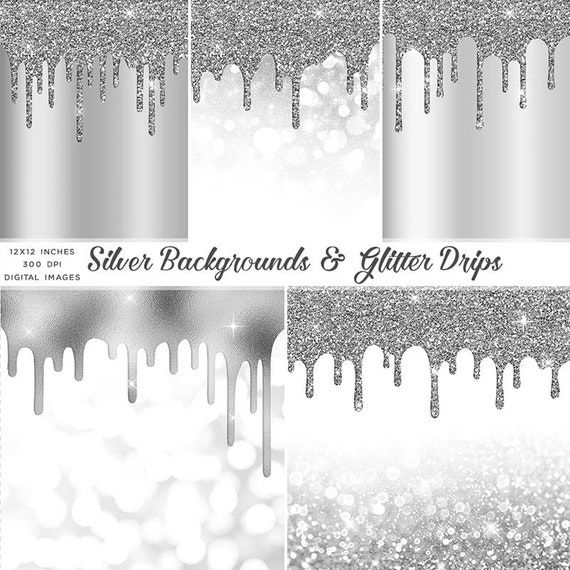 Silver and Glitter Drips Backgrounds & PNG Transparent | Etsy Canada