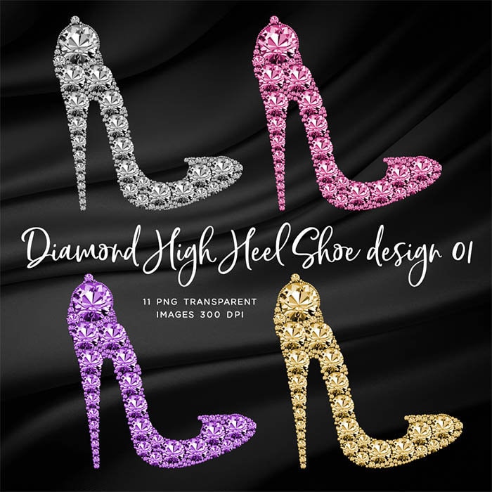 Diamond High Heel Shoe design 01 11 PNG Transparent Images | Etsy