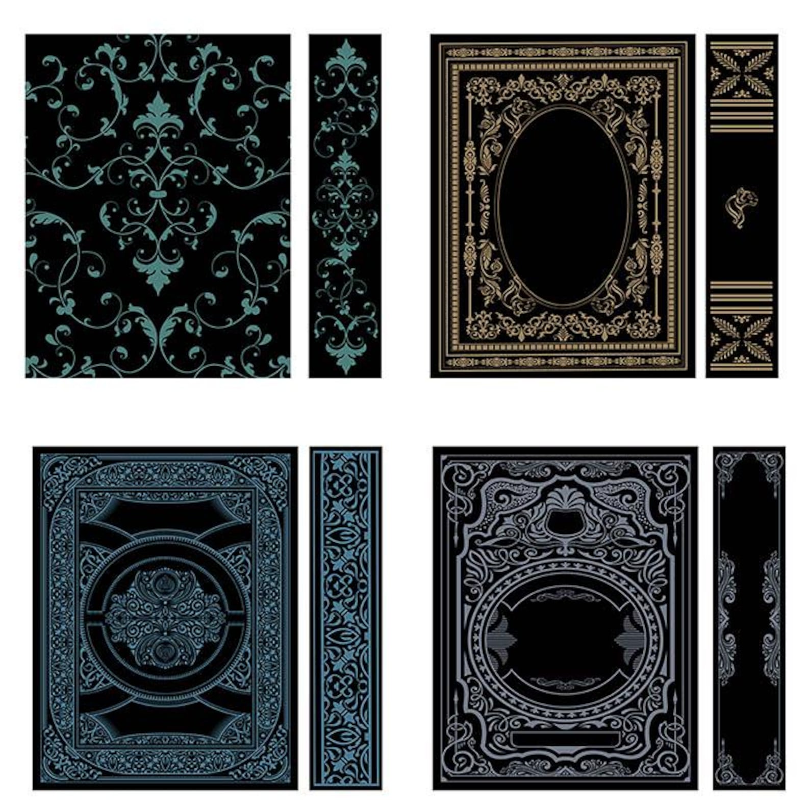Ornate Book Covers With Designs With Spine Vol 1 Variation Black ...