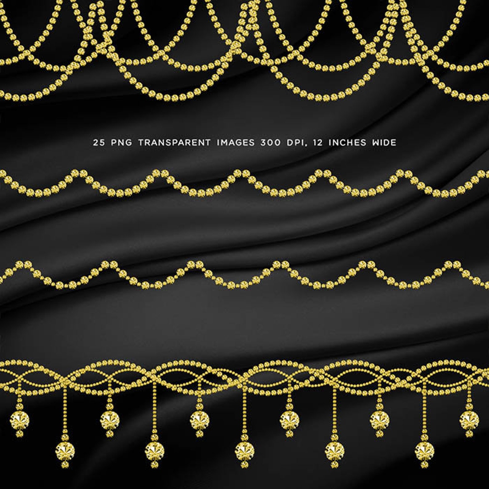 Luxury Diamonds & Pearls Borders Gold Clip Art Gemstone 25 - Etsy