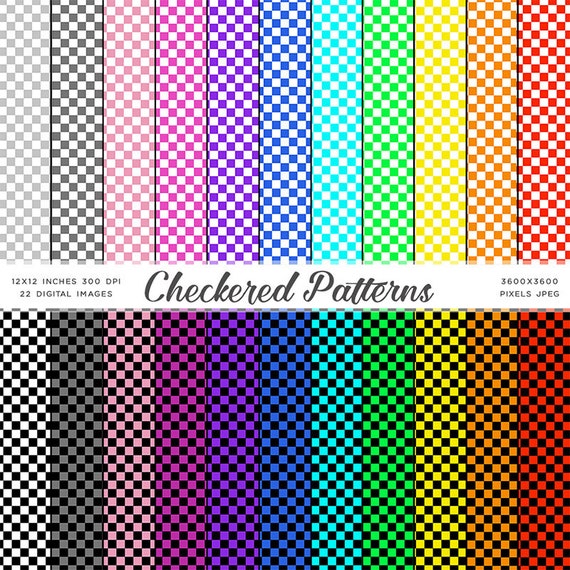 Checkered Patterns Digital Paper Backgrounds Instant | Etsy