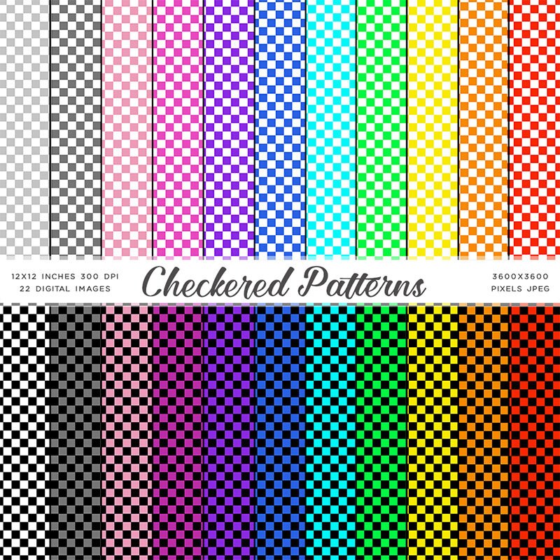 Checkered Patterns Digital Paper Backgrounds Instant | Etsy