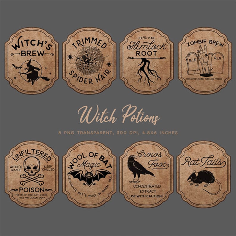 Witch Apothecary Labels Magic Potion Ingredient Labels - Etsy
