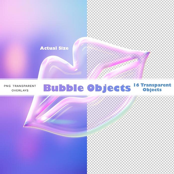 Bubble Objects 01 16 Transparent Objects with Bubble Effects | Etsy