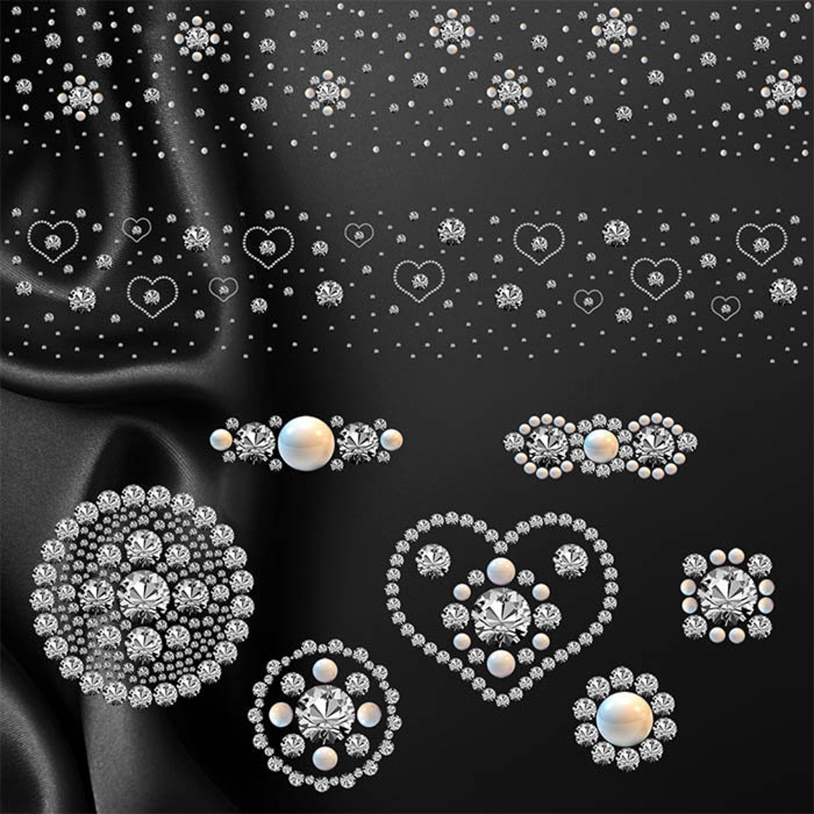 Diamonds and Pearls Jewelry & Borders 03 Clip Art Gemstone - 16 PNG ...